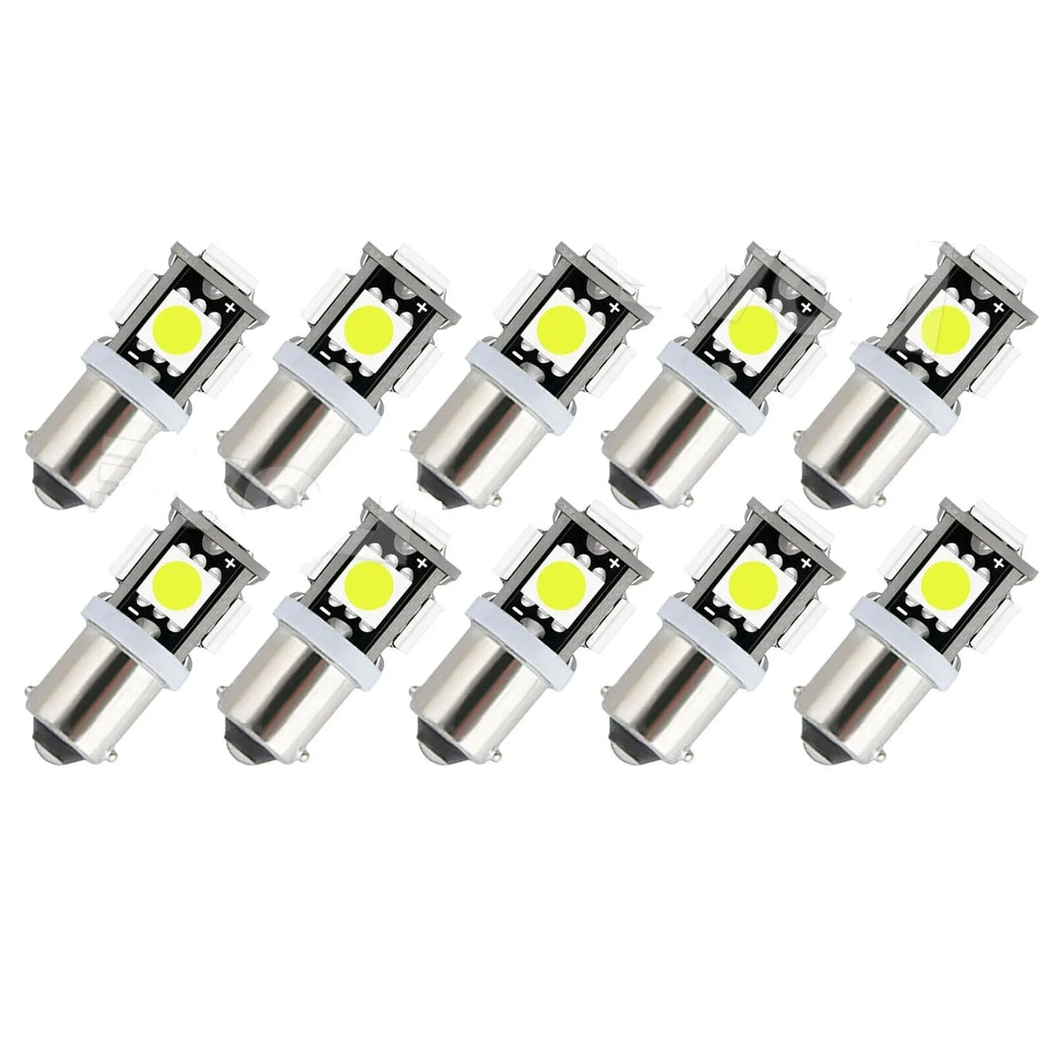 10-Pack BA9S Bayonet LED Bulbs - 5SMD 5050 White, 12V Interior/Parker ...