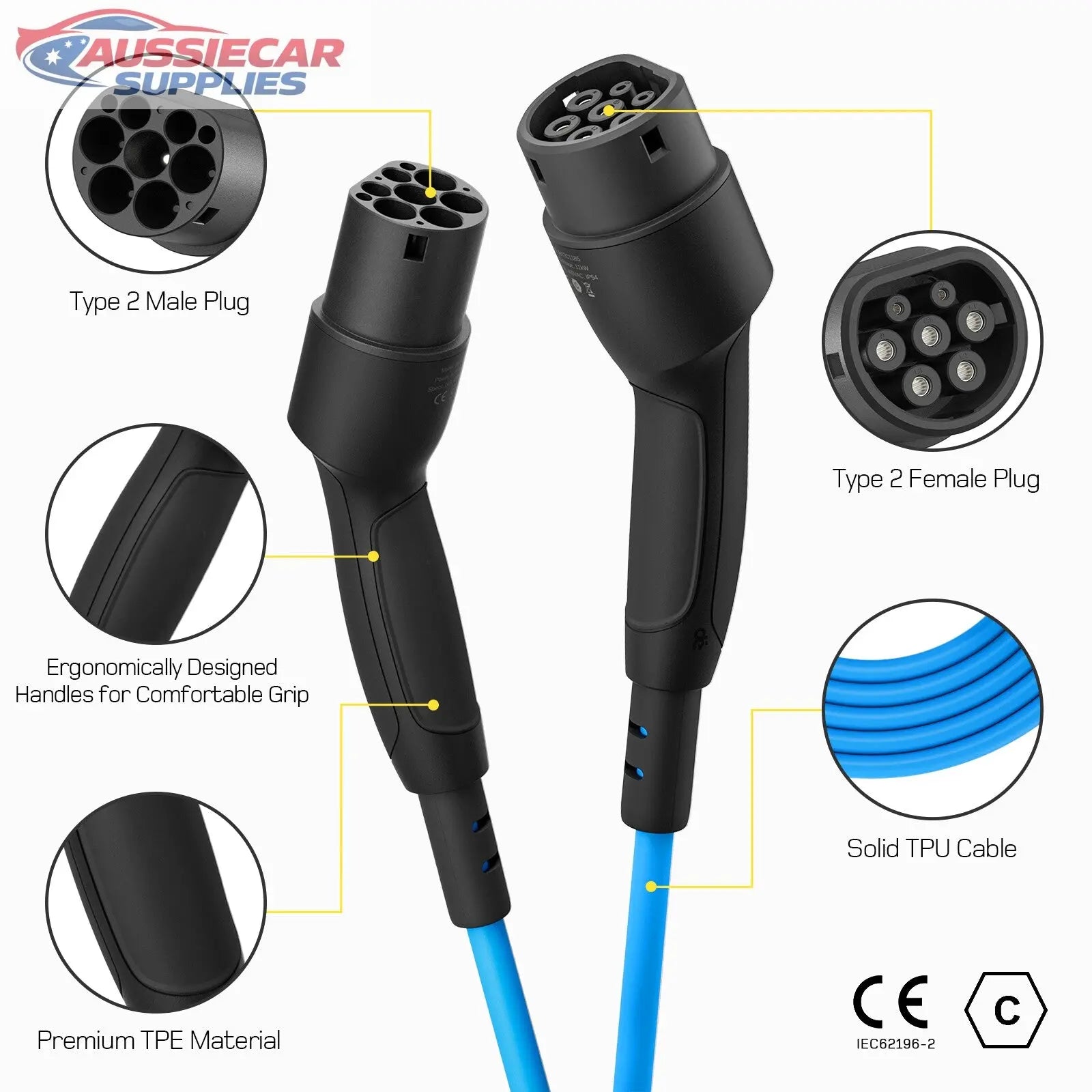 Type 2 to Type 2 EV Charging Cable 22kW
