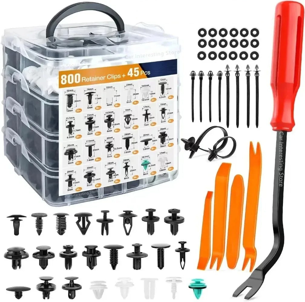 800/100 Pcs Car Fastener Clip Kit – Fender Rivets, Push Retainers & Pl ...