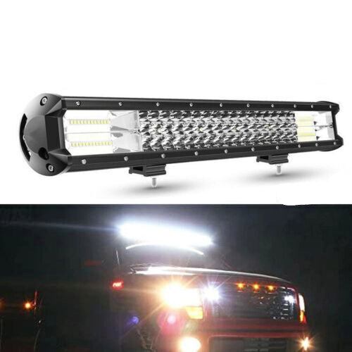 20” Triple Row LED Light Bar with 23” Number Plate Bracket – Combo Bea ...